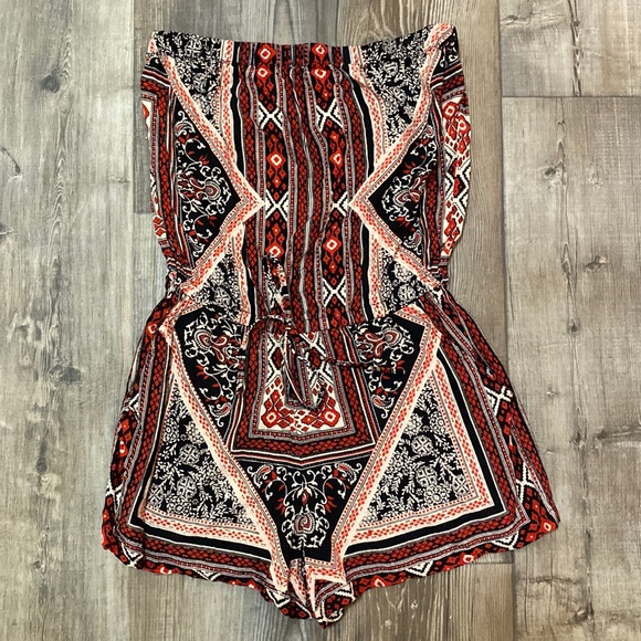 Angie | Pants & Jumpsuits | Angie Red And Black Tribal Print Romper ...